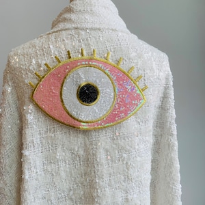 Mesmerizing Evil Eye With Eyelash Iron-on Patch: Embroidered Sequins for Protection and Style - Etsy