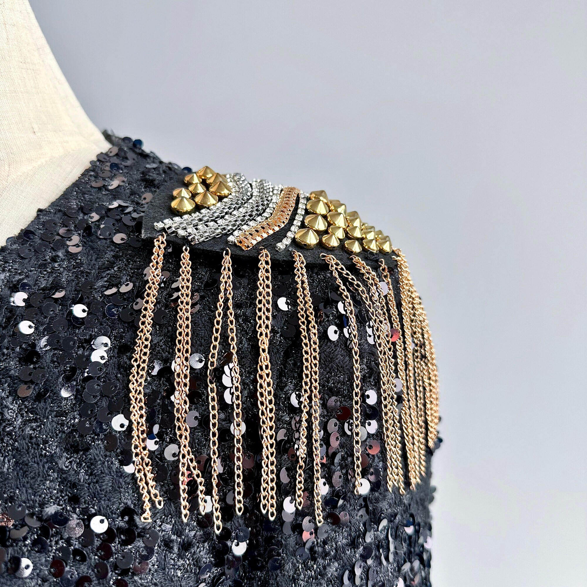 Regal Adornments: Handmade Gold Rivets Shoulder Epaulettes With Gold ...