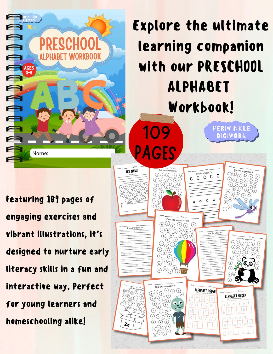 Printable Alphabet Workbook | Preschool Activity Book | Busy Book ...