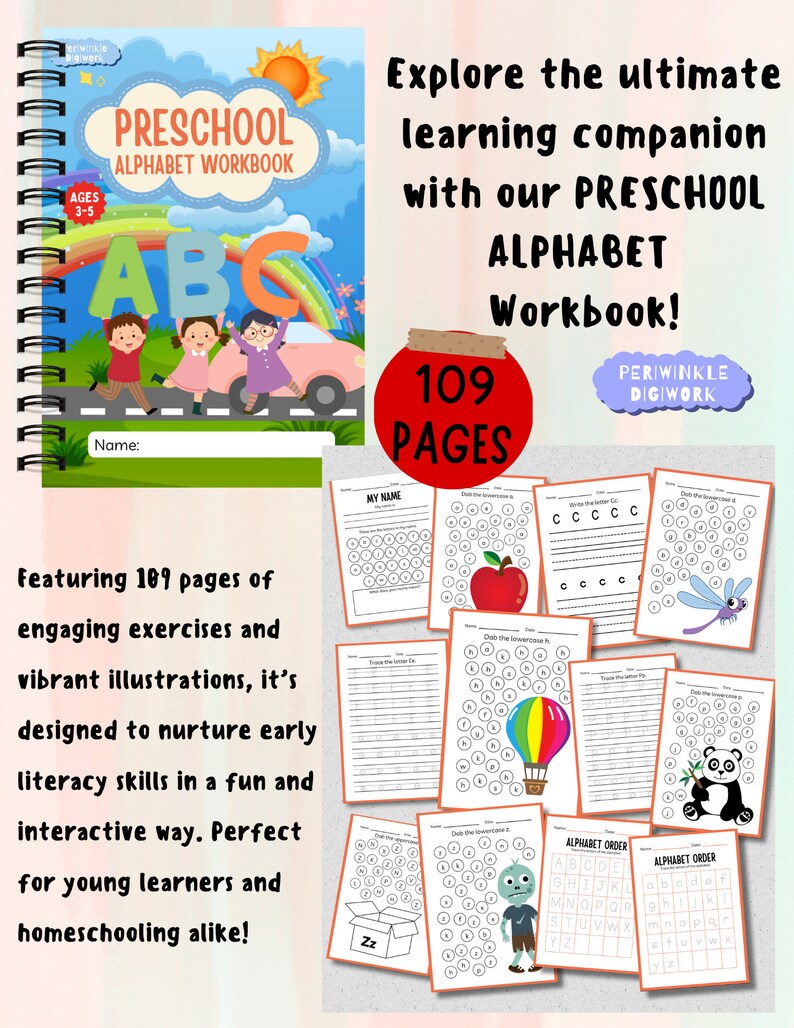 Printable Alphabet Workbook | Preschool Activity Book | Busy Book ...
