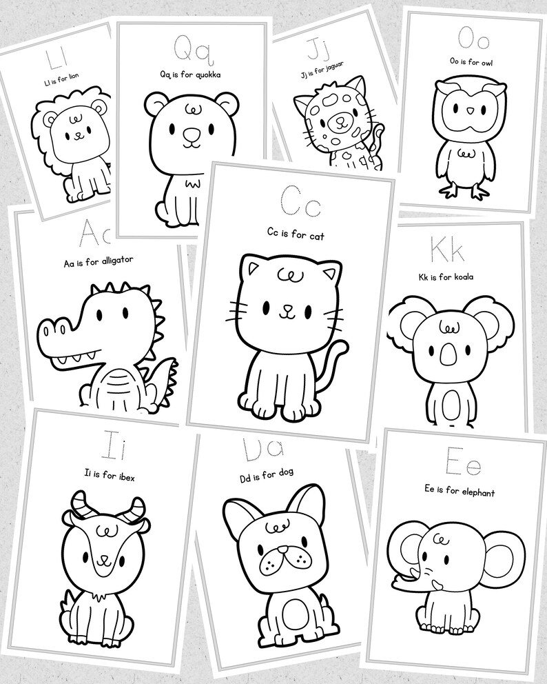 Printable Animal Alphabet Coloring Book for Preschool | Activity Book ...