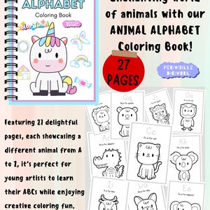 Printable Animal Alphabet Coloring Book for Preschool | Activity Book ...