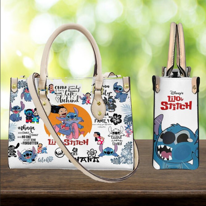 Custom Lilo and Stitch Women leather Bag hand bag,Stitch Woman leather ...