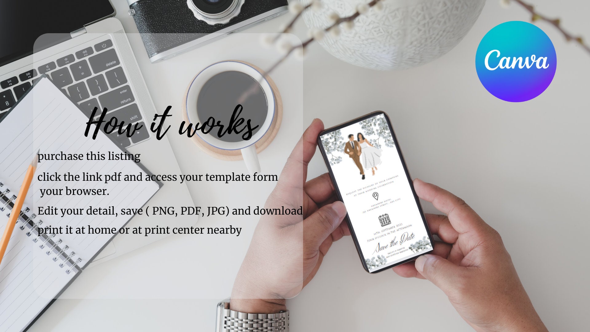 Canva Editable Wedding Template Digital , Invitation Card, Digital ...