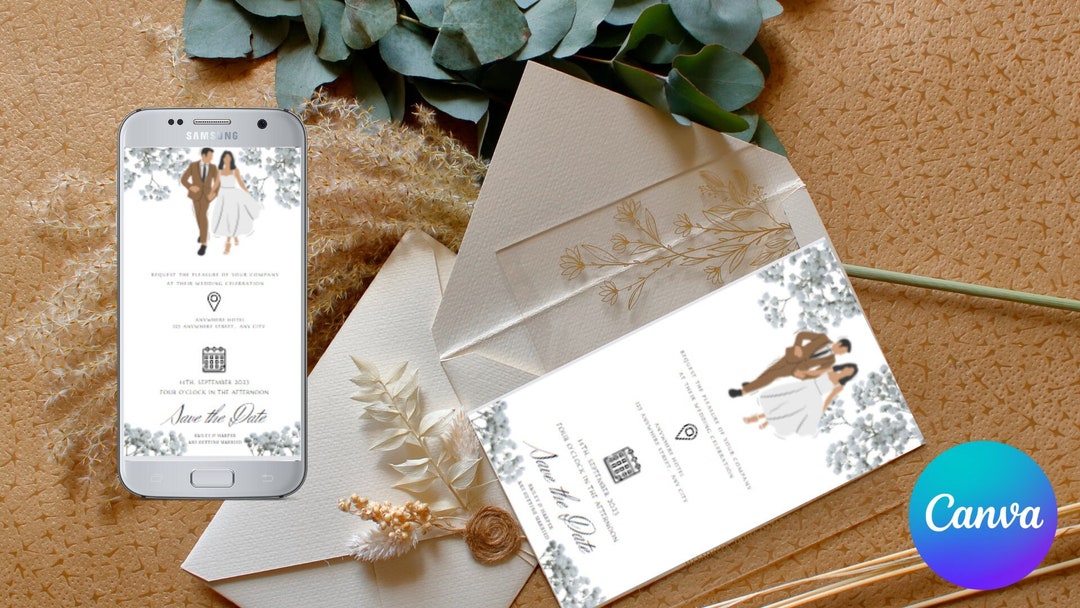 Canva Editable Wedding Template Digital , Invitation Card, Digital ...