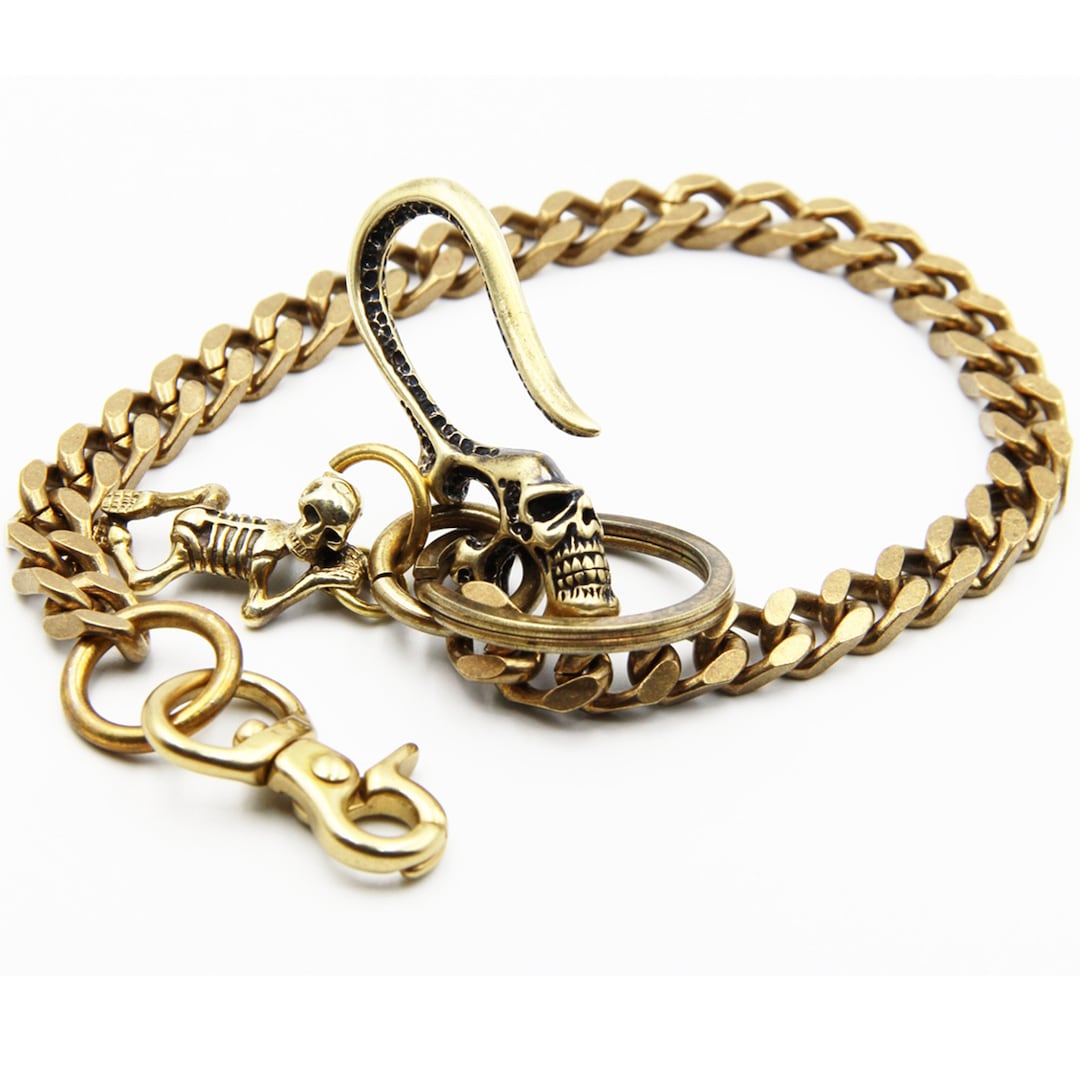 Biker Wallet Chain Skull Fish Hook Brass Purse Chain Men's - Etsy