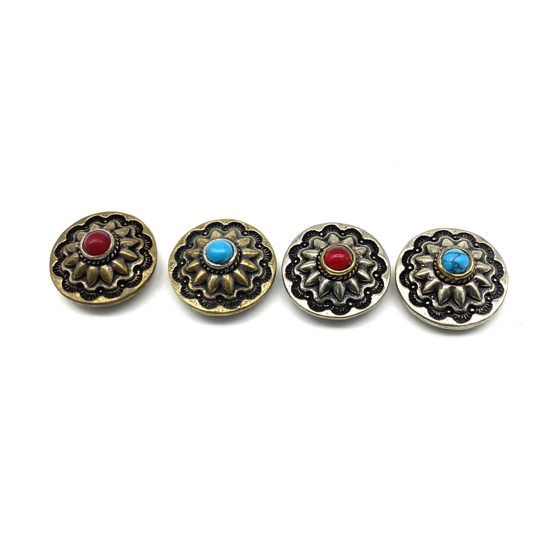 Baroque Style Turquoise Concho Rivets Screw Back Button for - Etsy