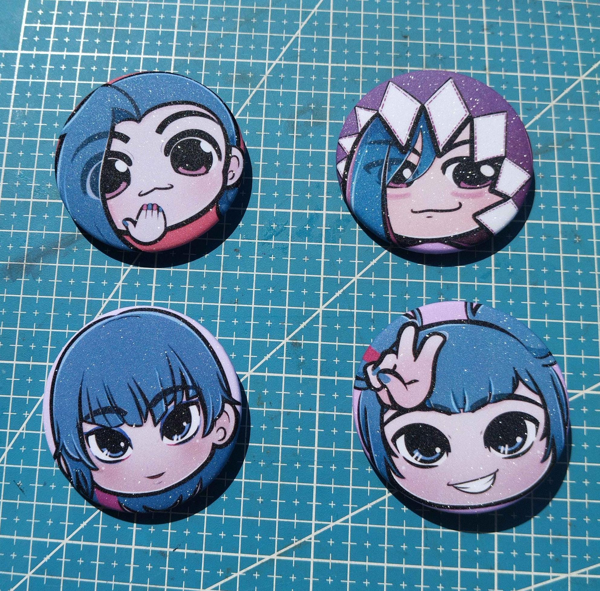 Arcane Button Pins 2.2in Glitter Laminated Pinback Jinx Isha Vi Caitlyn ...