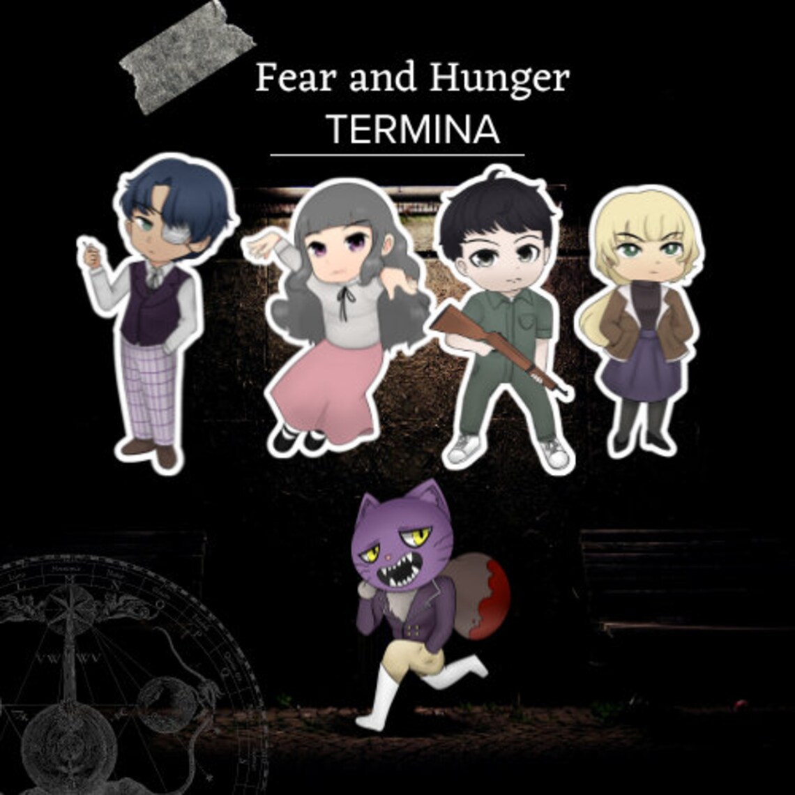 Fear And Hunger termina Vinyl Stickers Fanmade Stickers Game Horror Fear And Hunger termina Vinyl Stickers Fanmade Stickers Game Horror