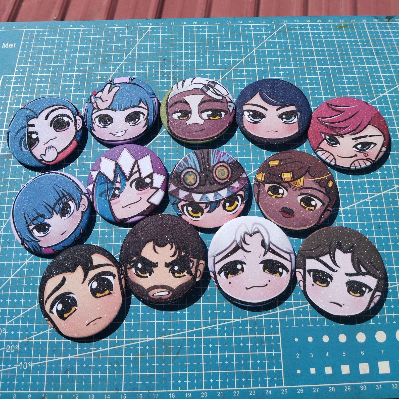 Arcane Button Pins 2.2in Glitter Laminated Pinback Jinx Isha Vi Caitlyn ...