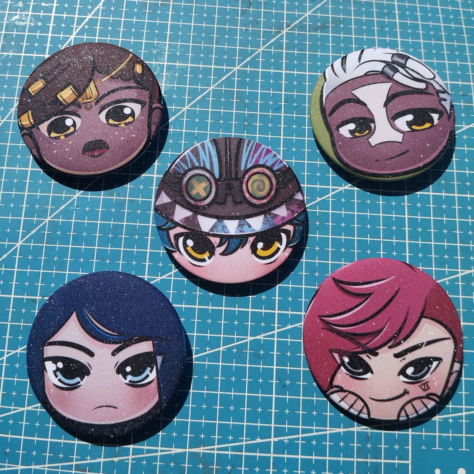 Arcane Button Pins 2.2in Glitter Laminated Pinback Jinx Isha Vi Caitlyn ...