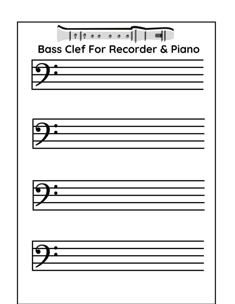Homeschool Printable Worksheet for Recorder and Piano| Blank Sheet ...