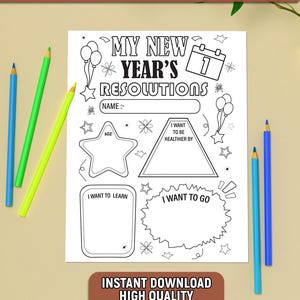 New Years Resolution 2025 for Kids | Instant Download | Digital File ...