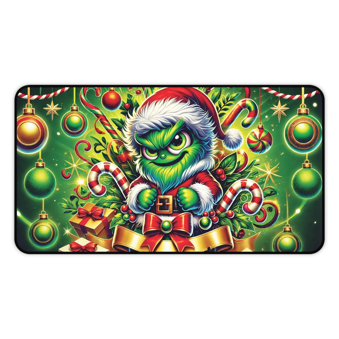 Grinch Desk Mat - Christmas Office Decor, Large Gaming Mouse Pad ...