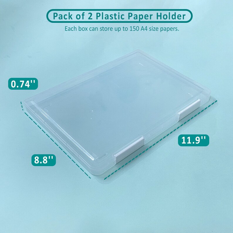 2 Pack A4 Portable Clear Document Holder inner Size 11.3''x8.3''x0.4 ...
