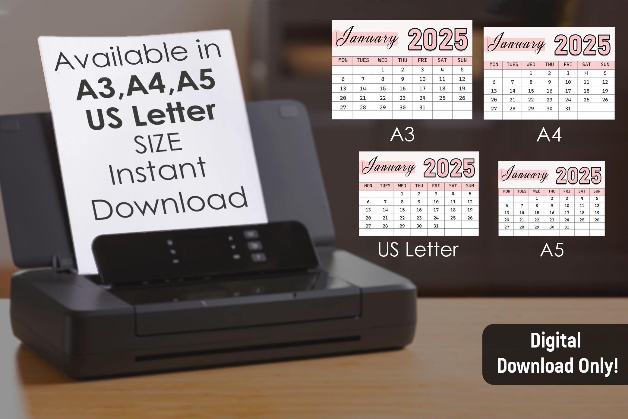 Calendar 2025 |pastel Colors| Digital Instant Download, Printable ...