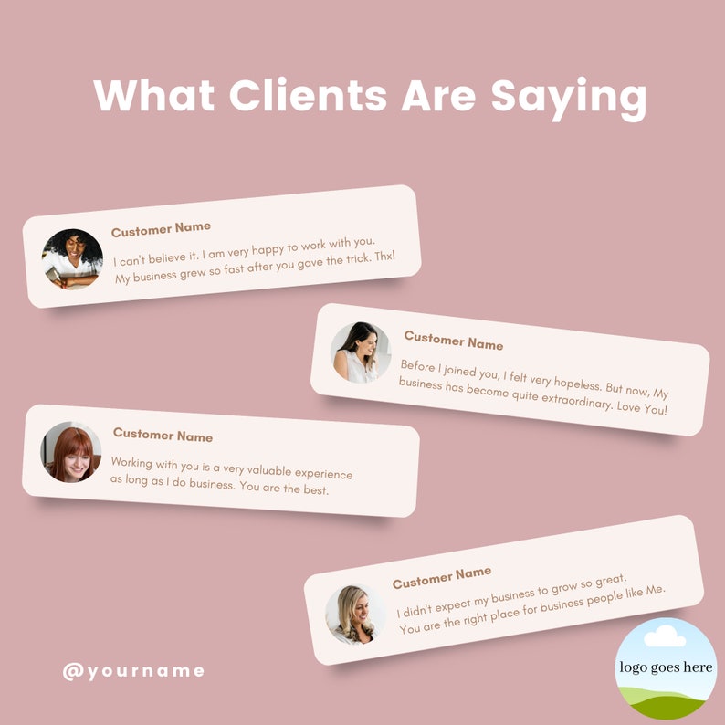 5 Essential Testimonial Social Media Templates| Instagram Post - Etsy