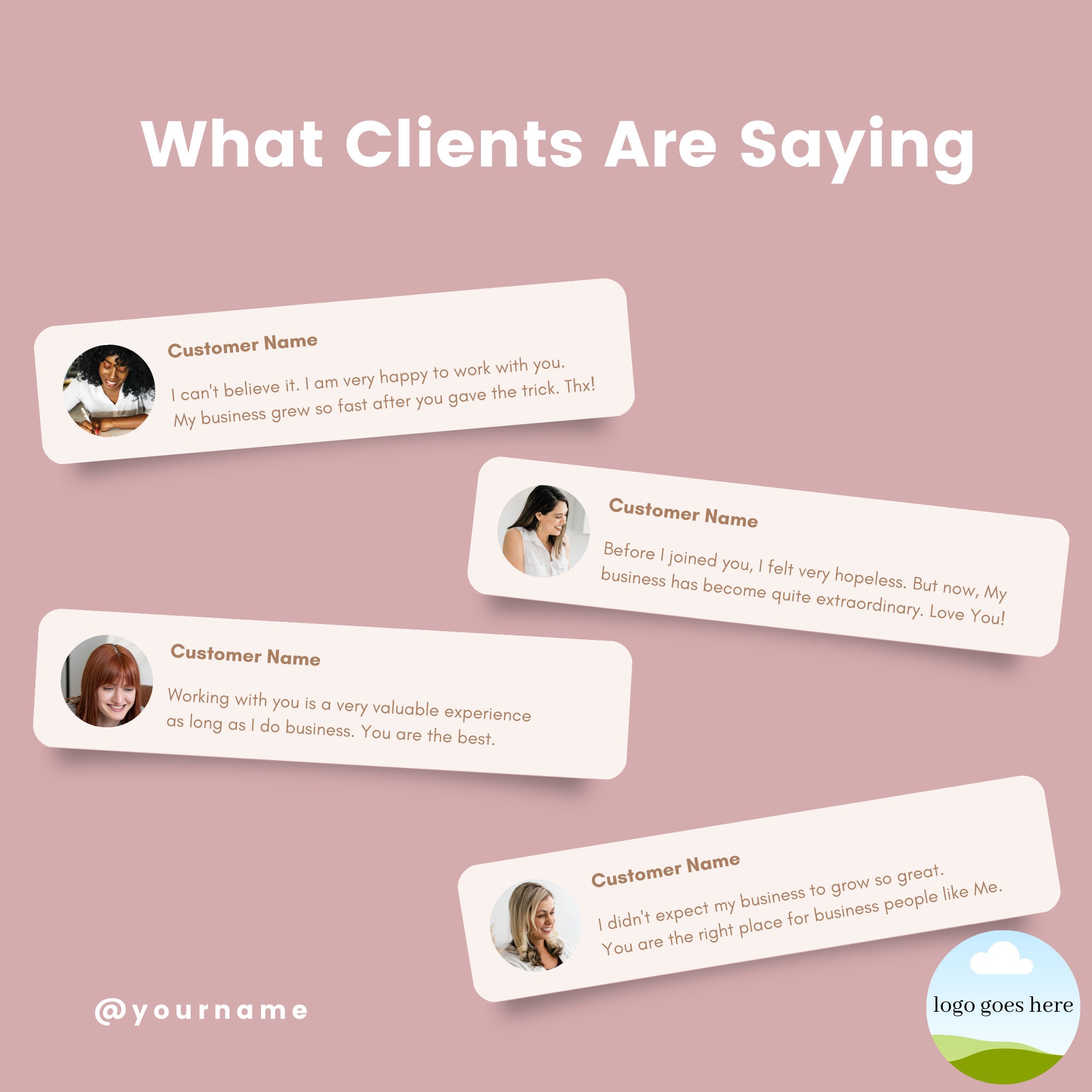 5 Essential Testimonial Social Media Templates| Instagram Post - Etsy