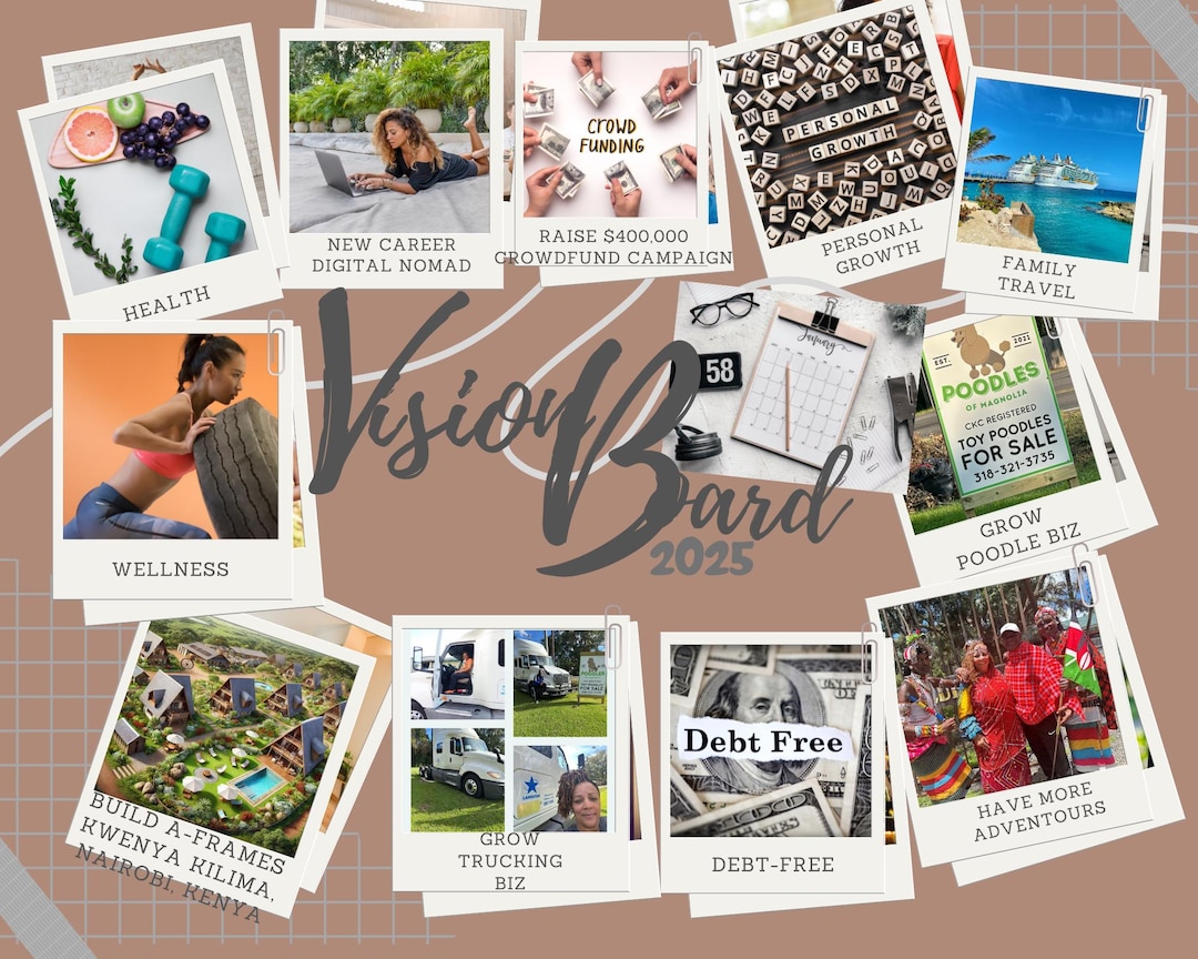 Digital Editable Vision Board Template for 2025 for Your Desktop PC ...