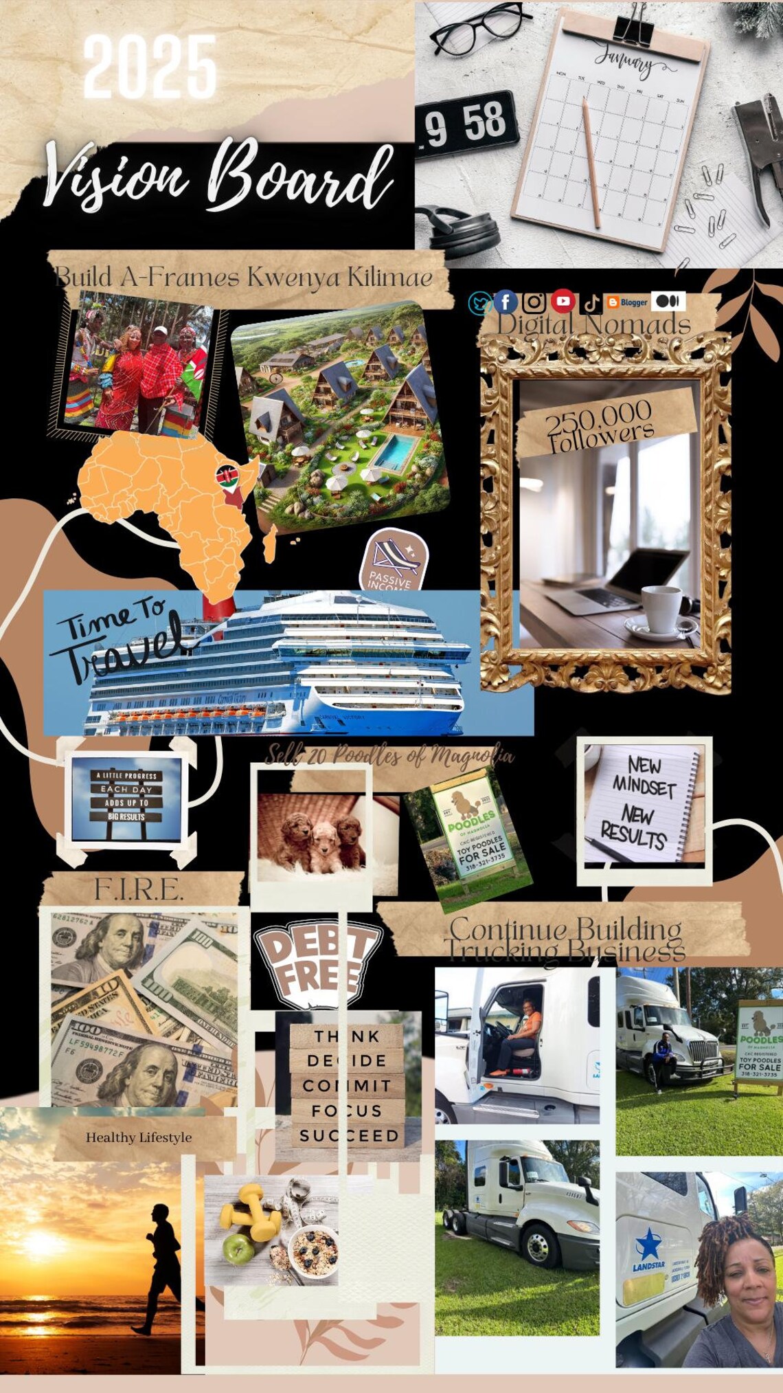 Digital Editable Vision Board Template for Iphone, Android, Wallpaper ...