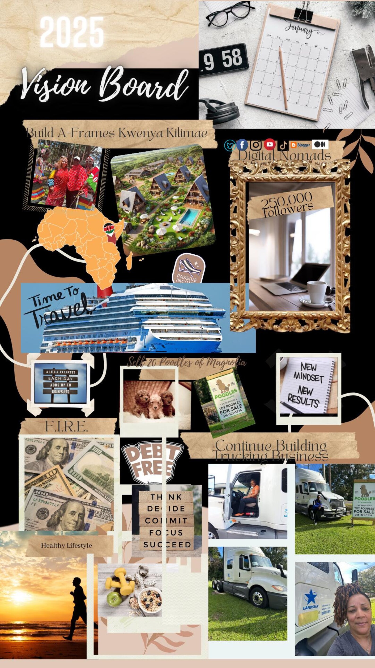 Digital Editable Vision Board Template for Iphone, Android, Wallpaper ...