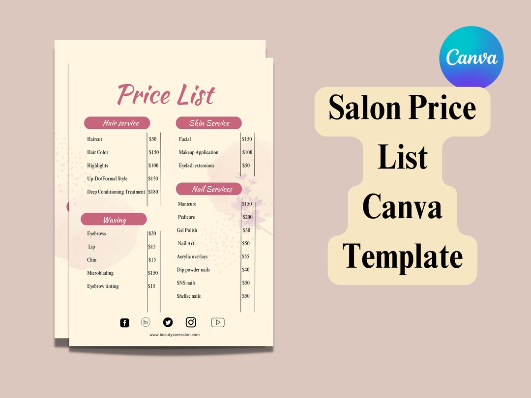 Quick & Easy Salon Price List Template, Small Business Price List ...