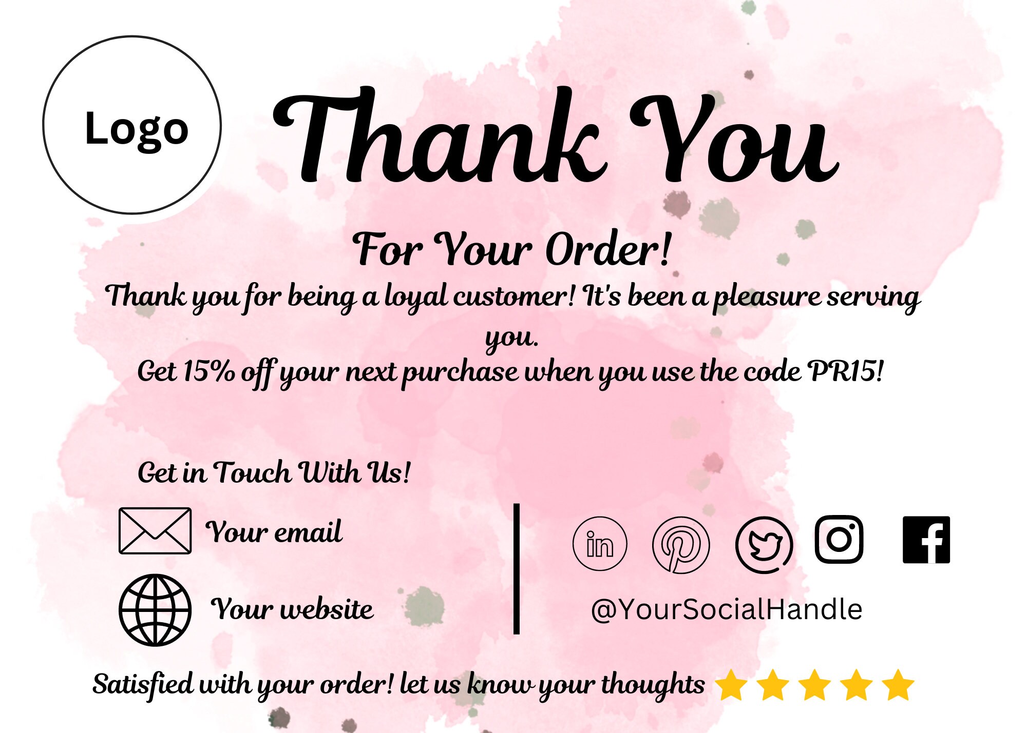 Customizable Thank You Template - Etsy