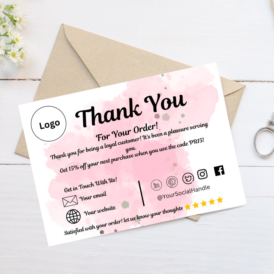 Customizable Thank You Template - Etsy