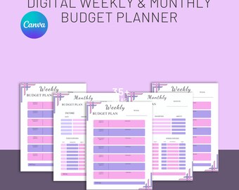 Monthly Budget Planner-purple, Teal and Gold - Etsy