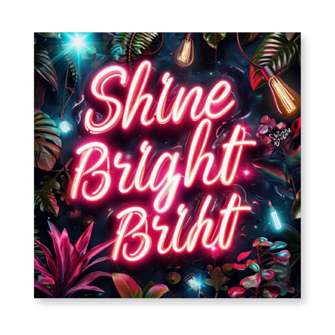 Neon Sign Shine Bright Wall Art, Tropical Leaves Modern Decor, Vibrant ...