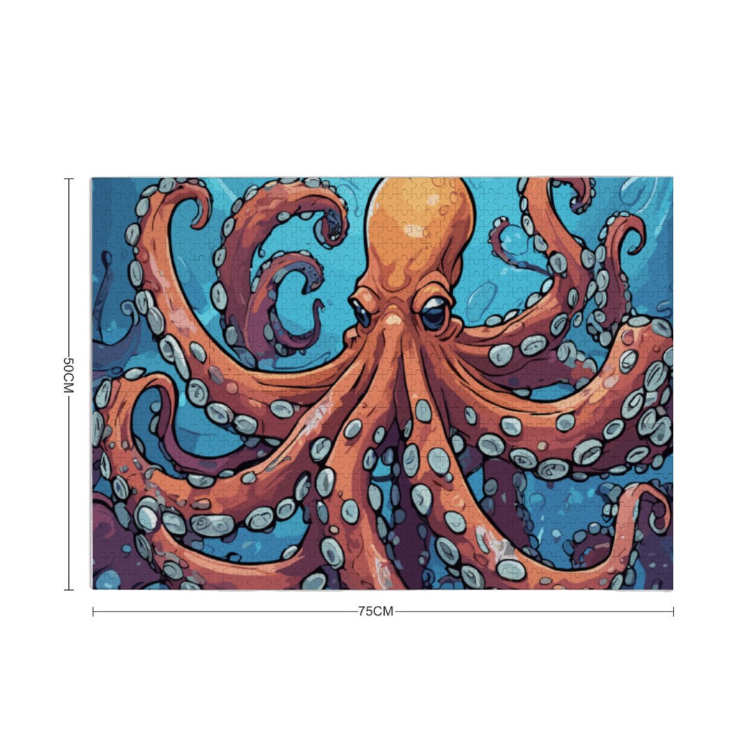 Octopus Illustration 1000-piece Jigsaw Puzzle, Ocean Life Cardboard ...