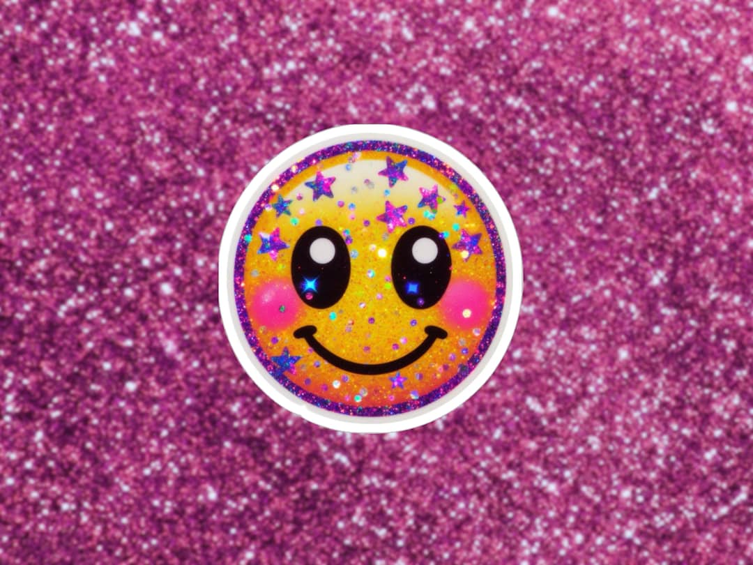 Smiley Face Sticker Y2k Sticker Lisa Frank Sticker Glitter - Etsy