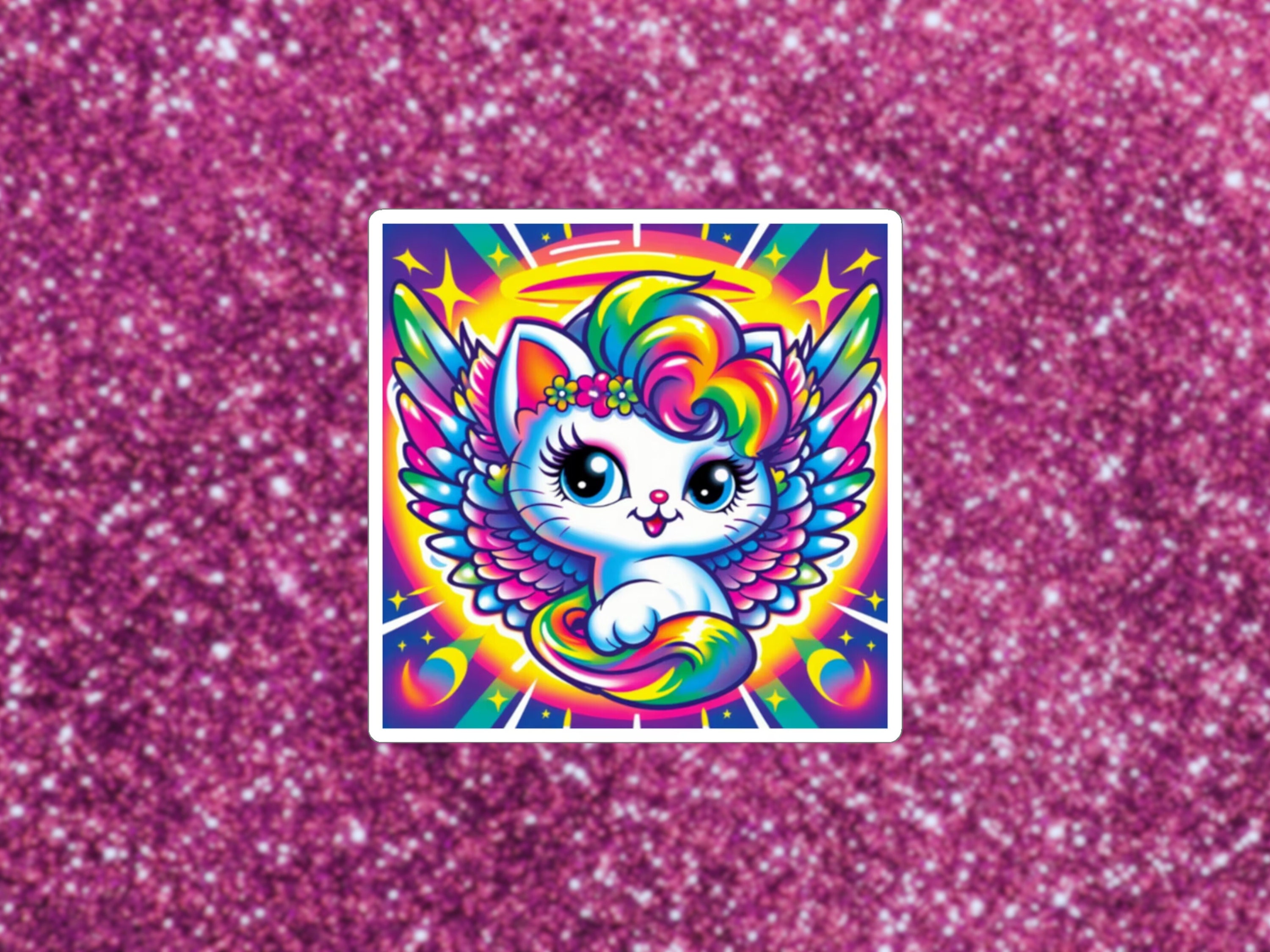 Y2k Cat Sticker Rainbow Cat Sticker Early 2000s Sticker Kitten Sticker ...