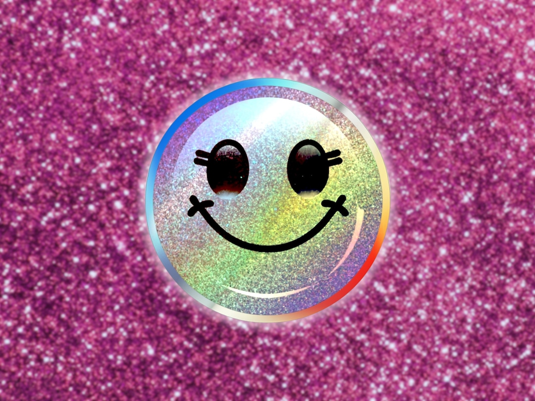 Holographic Smiley Face Sticker 90s Sticker Millennial Sticker ...