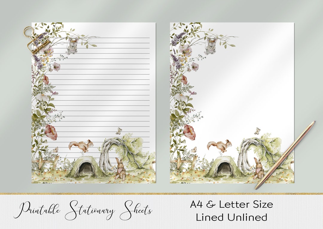 Printable Stationery, Woodland Printable Paper Printable Writing Paper ...