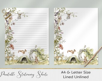 Printable Stationery, Woodland Printable Paper Printable Writing Paper ...
