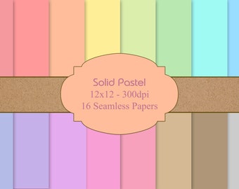Pastel Solid Color Seamless Paper: 12x12 Scrapbook Backgrounds (digital ...