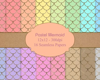 Solid Mermaid Digital Seamless Paper, Mermaid Seamless Solid Patterns ...