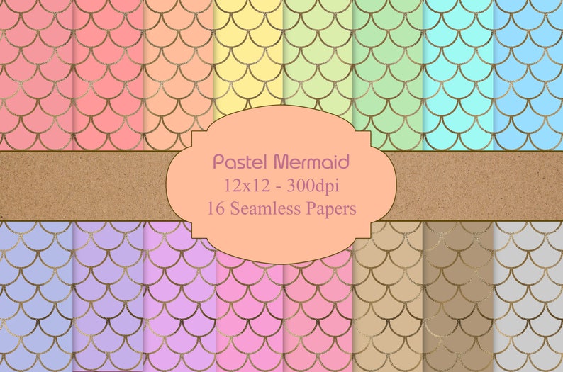 Solid Mermaid Digital Seamless Paper, Mermaid Seamless Solid Patterns ...
