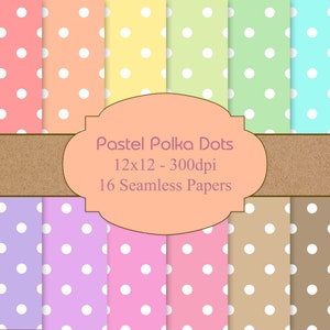 Solid Pastel Polka Dots Digital Seamless Paper, Seamless Solid Patterns ...