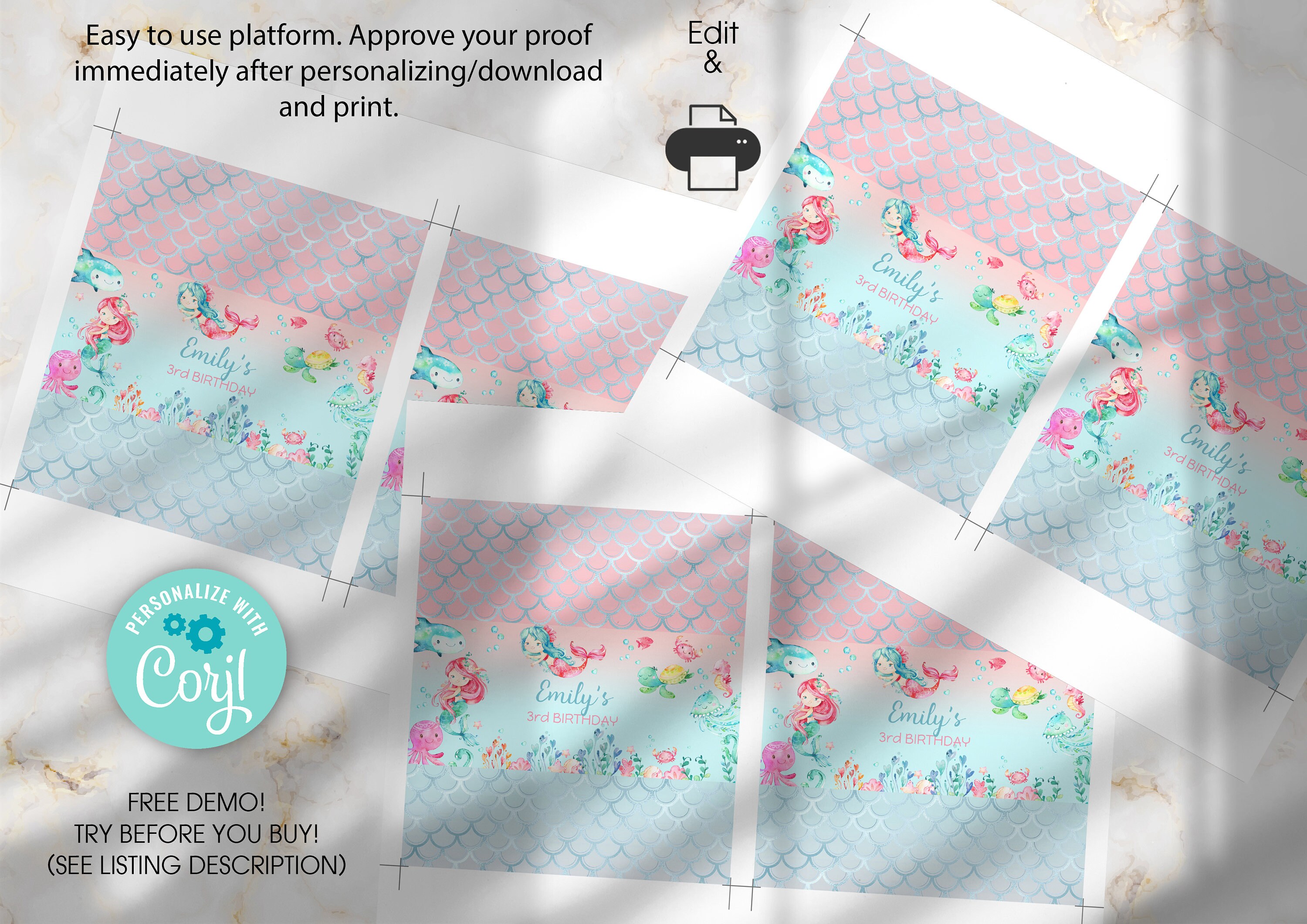 EDITABLE Mermaid Chocolate Bar Wrapper, Under the Sea Candy Bar Wrapper ...