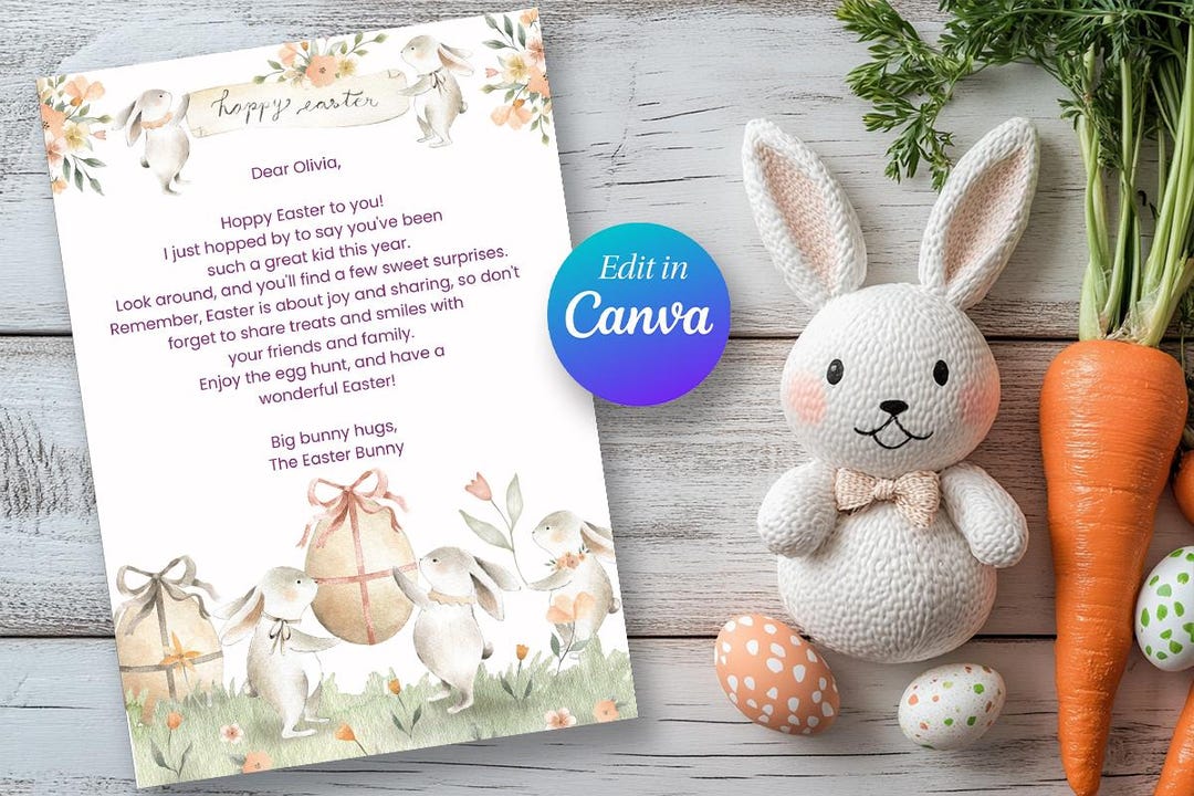 EDITABLE Personalised Easter Bunny Letter, Easter Template, Easter ...