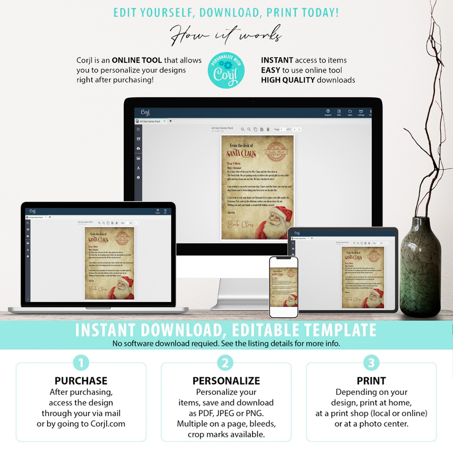 Editable Letter to Santa Set, Santa Letter Pack ,nice List Certificate ...