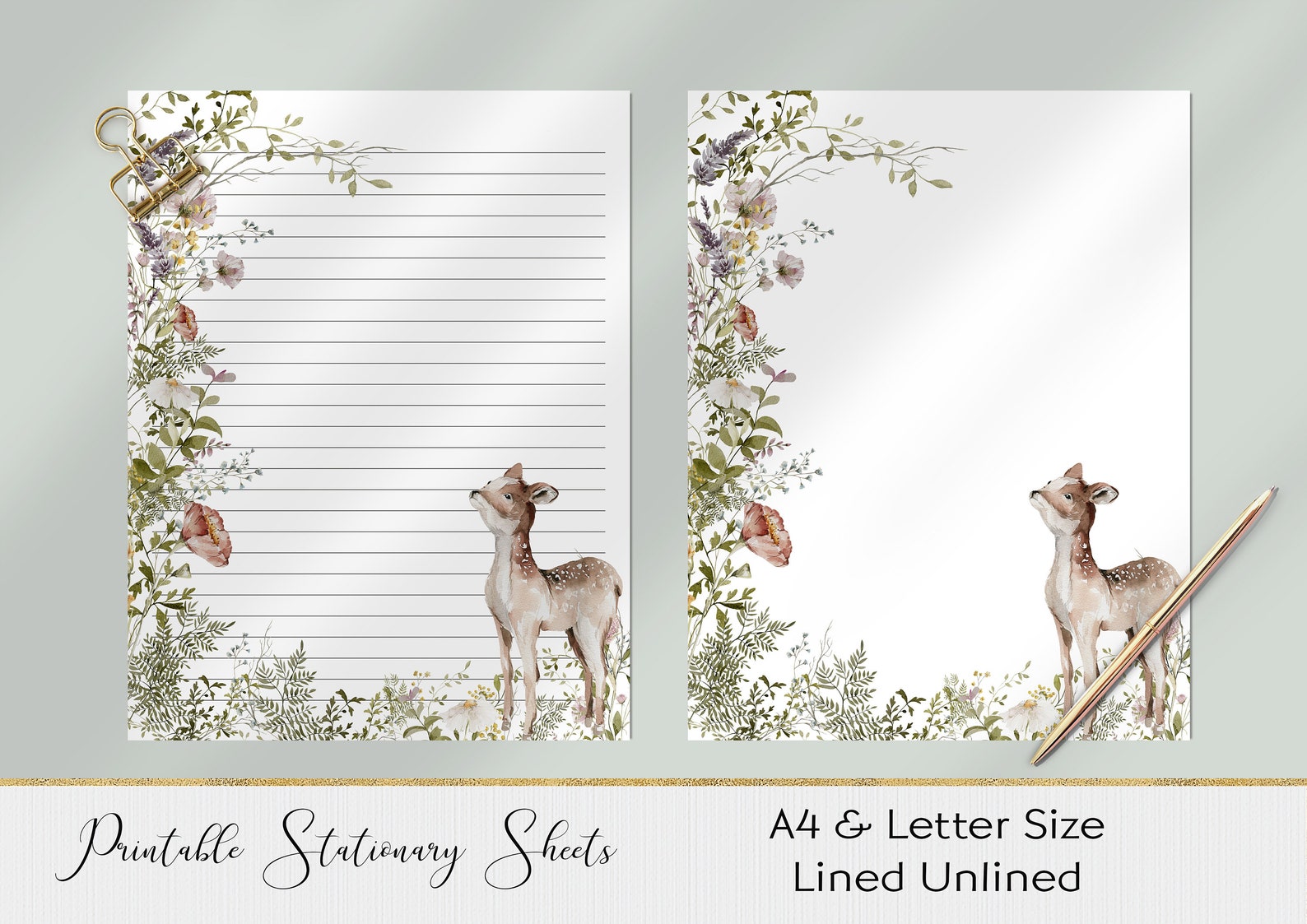 Printable Stationery, Woodland Printable Paper Printable Writing Paper ...