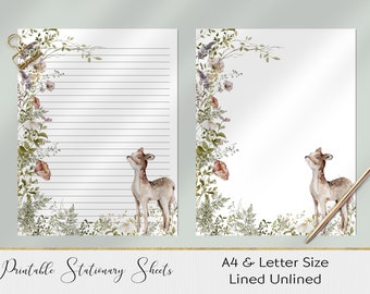 Printable Stationery, Woodland Printable Paper Printable Writing Paper ...