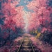 500 Pieces Puzzle Sakura Trees Puzzle Japan Cherry Blossom Railway ...
