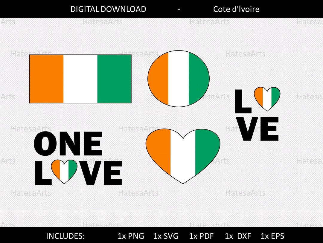 Cote D'ivoire Flag I Clipart I Flag, Circle, Heart, Love, Onelove I ...