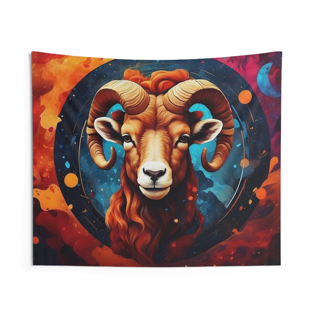 Fiery Leader: Aries' Aura Indoor Wall Tapestries - Etsy