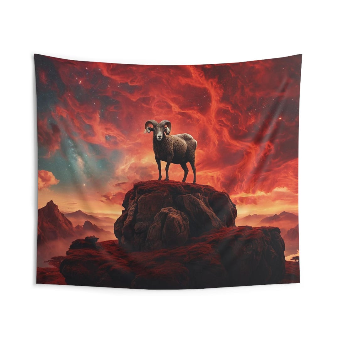 Fiery Aries Zodiac Sign Indoor Wall Tapestry Bold Astrology Art Aries ...