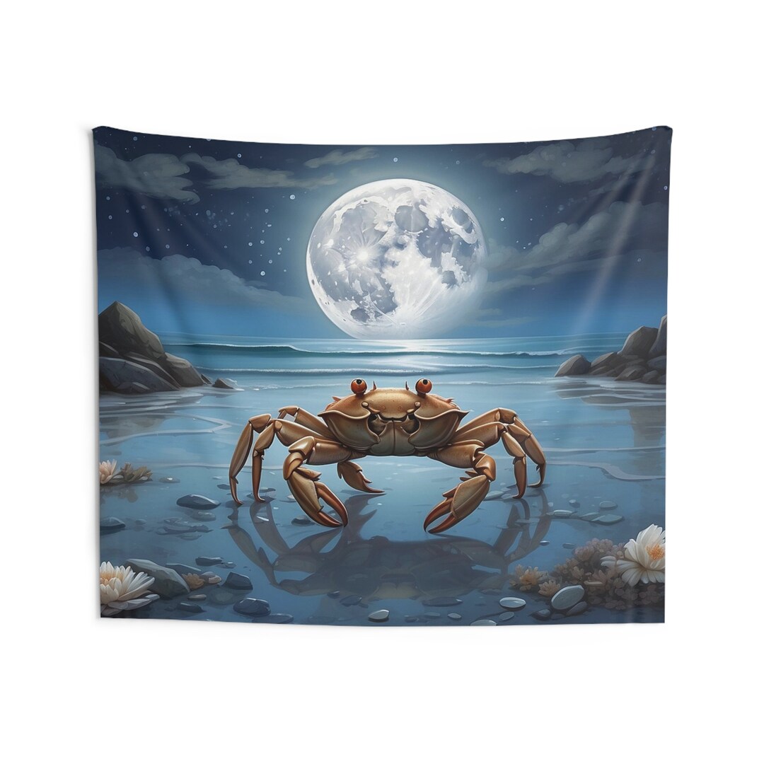 Cancer's Lunar Embrace: Moonlight Haven Indoor Wall Tapestries - Etsy